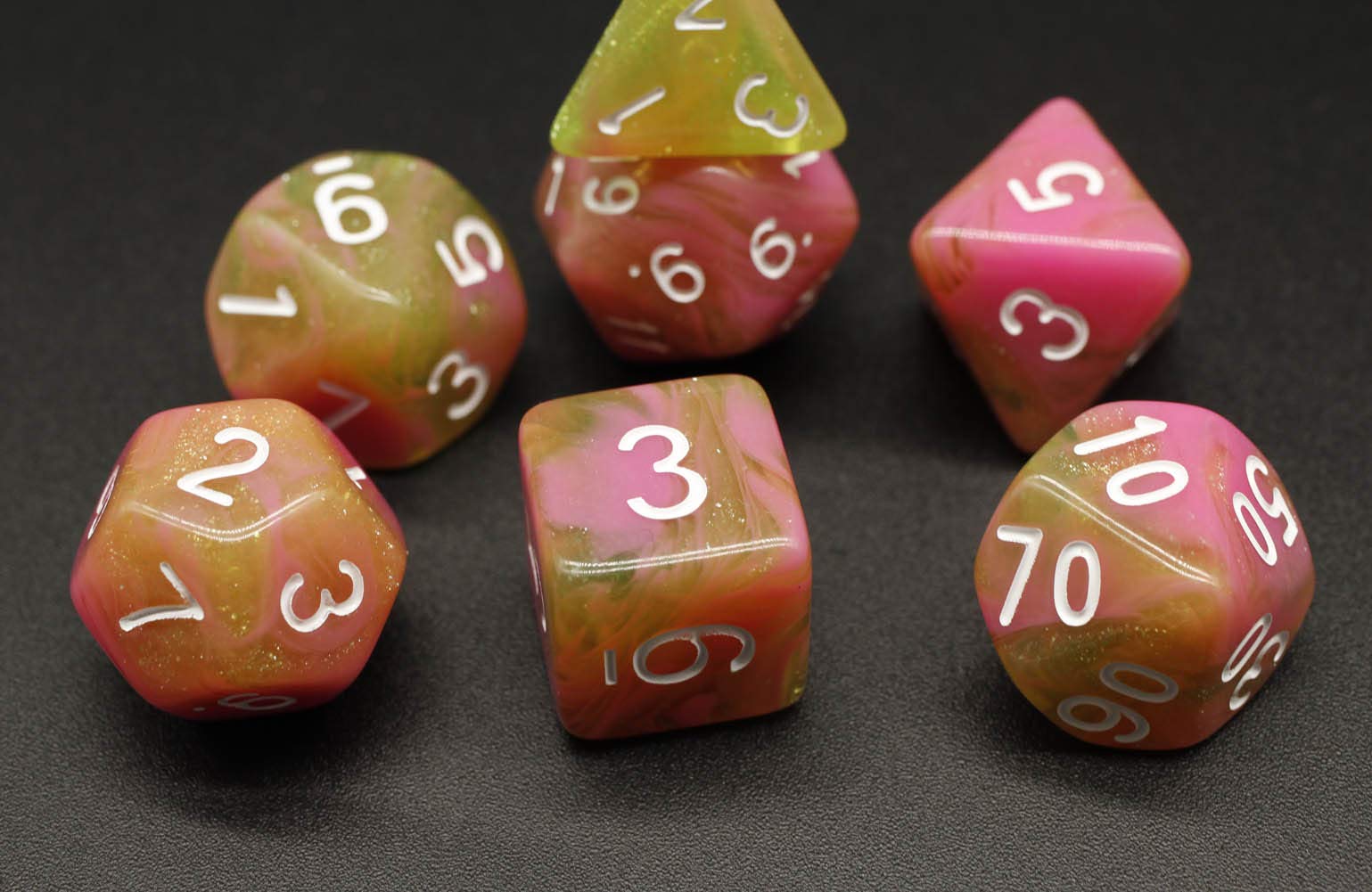 DND Dice Polyhedral 7-Die Dice Set for D&D Dungeons & Dragons Role Playing Gaming Glitter dice(Pink Green)…
