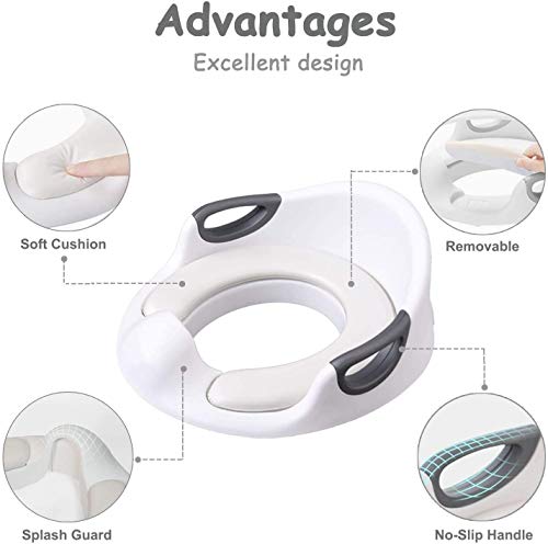 Potty Training Seat for Boys Girls Kids Toddlers Toilet Training Seat Potty Seat for Baby with Detachable Soft Cushion Sturdy Handle and Backrest