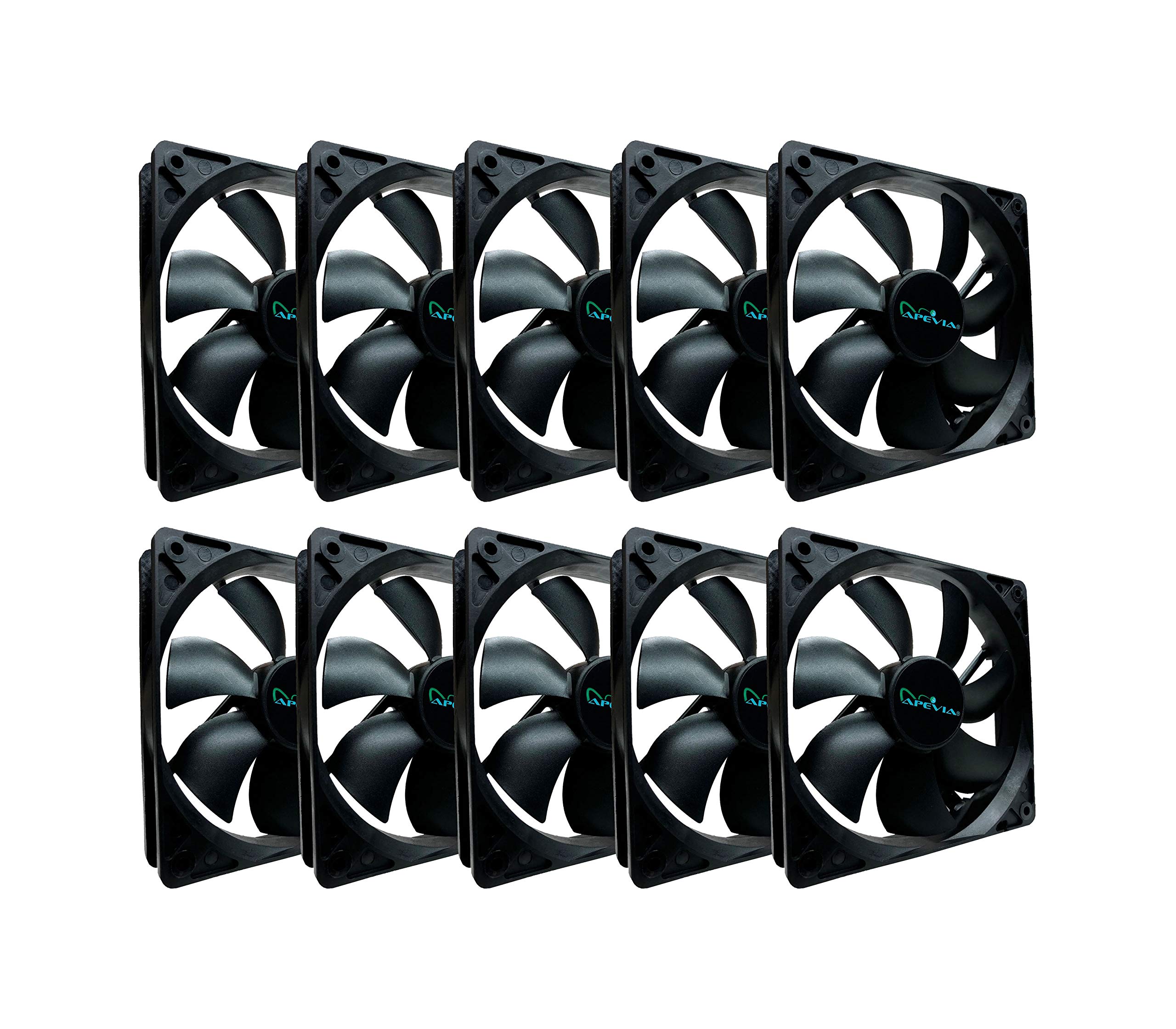 Apevia CF1012S-BK 120mm 4pin Molex & 3pin Motherboard Black Silent Case Fan (10-pk)