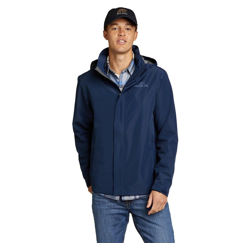 Eddie Bauer Men's Rainfoil Packable Jacket, Waterproof, Black, Medium