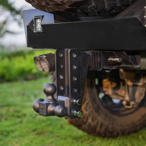 GWTAUTO Adjustable Trailer Hitch, Tri-Ball (1-7/8" x 2" x 2-5/16") Drop Hitch, Fits 2-Inch Receiver, 7 Inch Drop Cushioned Hitch,17000 LBS GTW-Class 3 Tow Hitch for Heavy Duty Truck, Solid Ball Mount