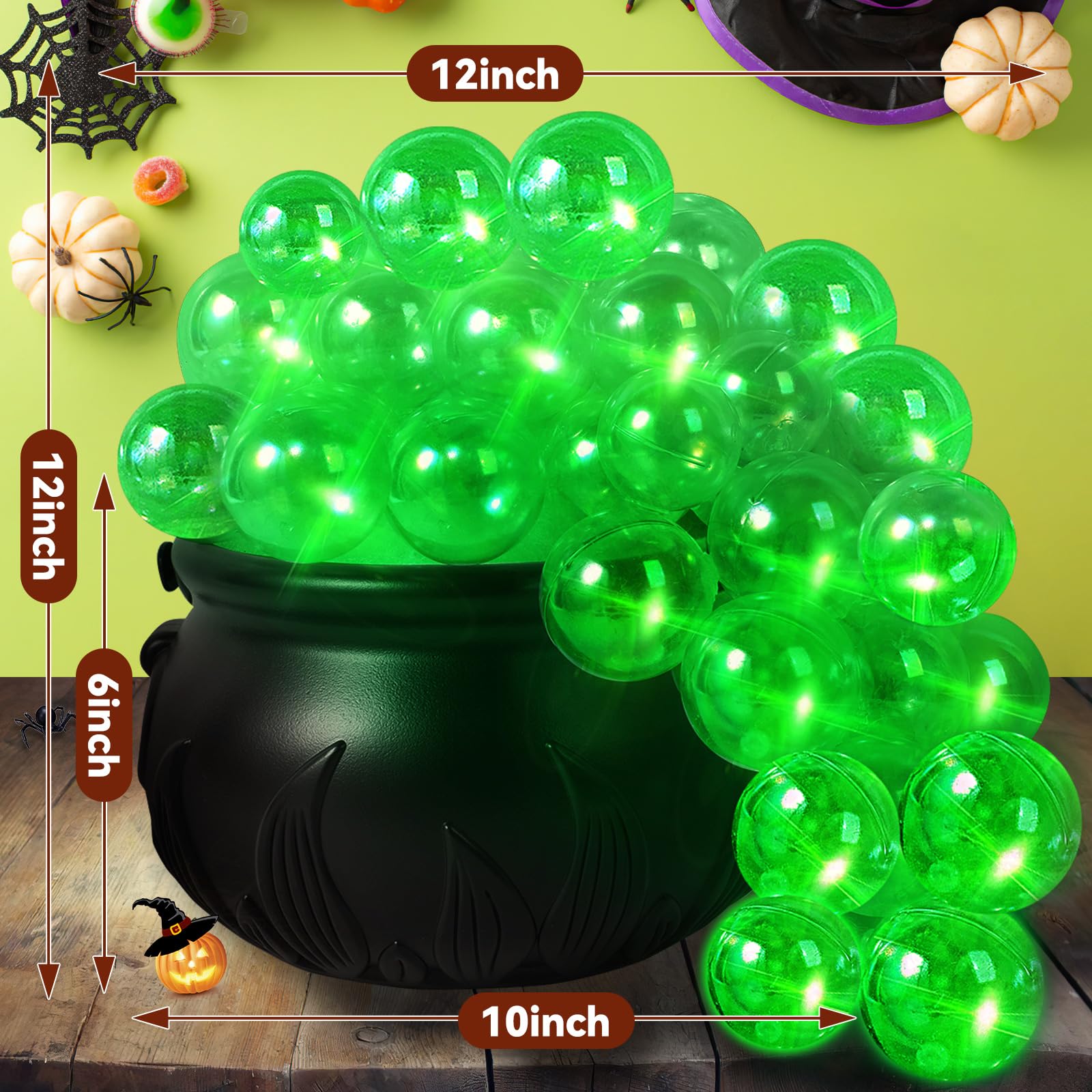 BHLUUIYER Halloween Decorations Indoor - DIY Bubbling Cauldron Set with Light, Halloween Hocus Pocus Party Decor Black Plastic Candy Bowl Decor Bucket Decorations for Home Mantle Kicthen