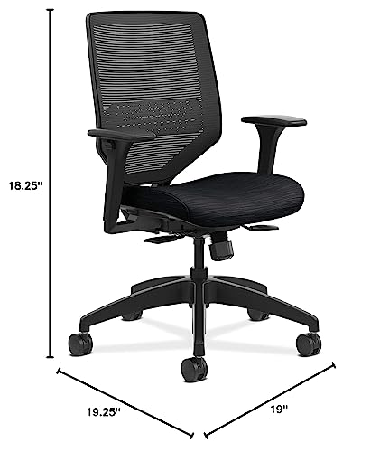 HON HONSVM1ALC10TK Solve Mid Task Chair with Mesh Back and Adjustable Lumbar Support, in Ink (HSLVTMMKD), Black