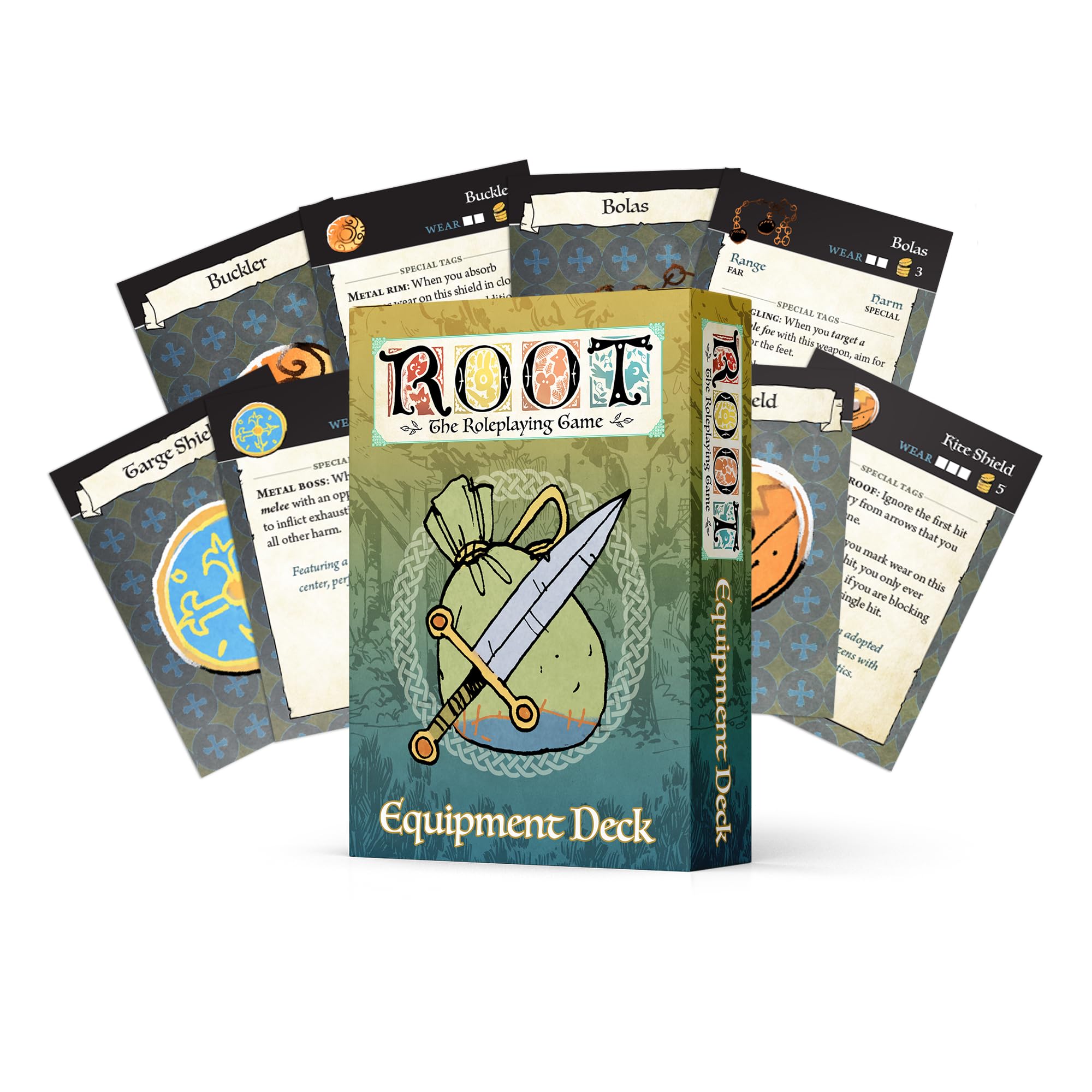 Magpie Games Root: The Roleplaying Game Equipment Deck Expansion, 55 Cards, Weapons, Equipment with Stats, Traits, Fantasy Adventure RPG Game, Adults, Teens Ages 14+, Original Art by Kyle Ferrin