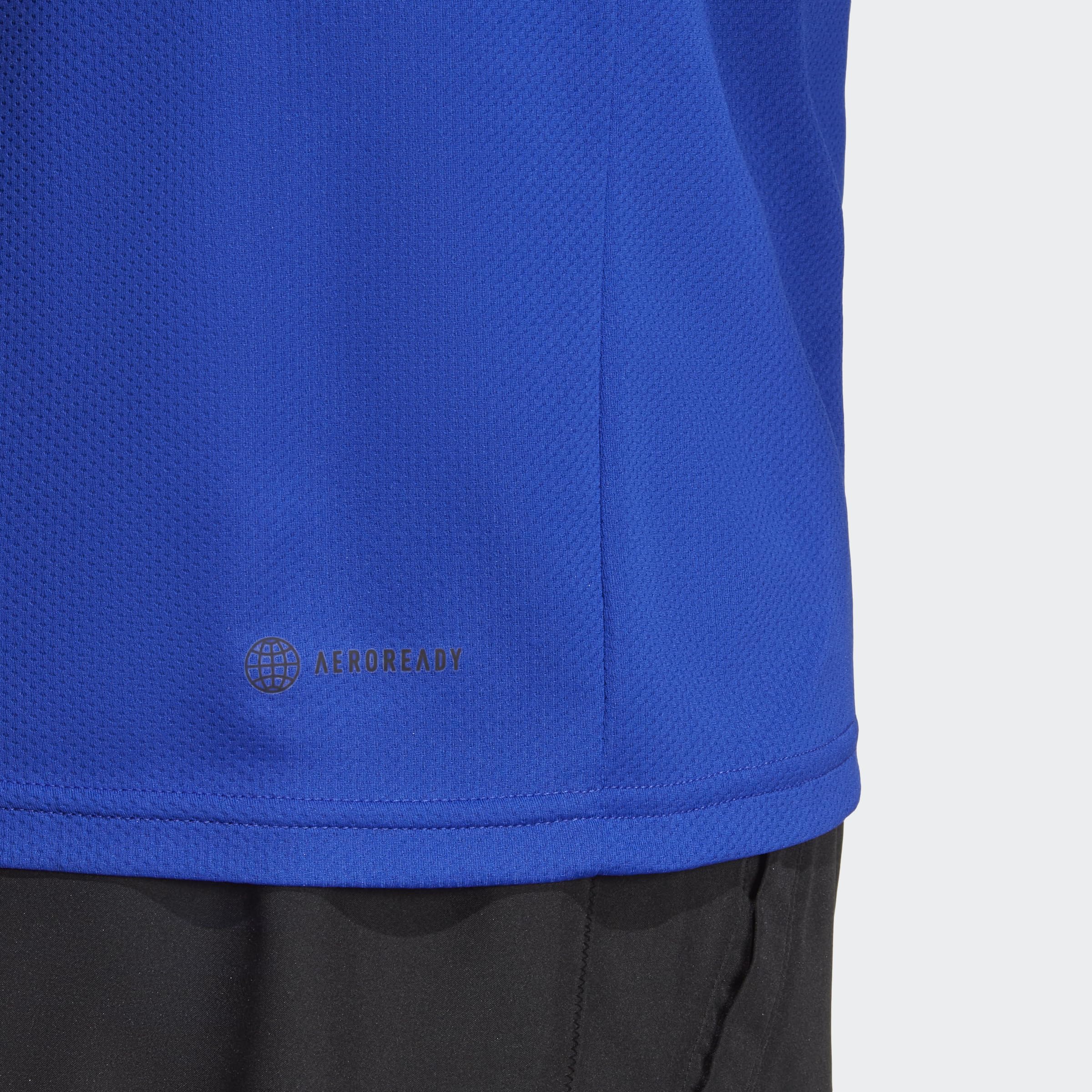 adidas Men's Training Essentials Base 3-Stripes Training T-Shirt Lucid Blue/Black Small