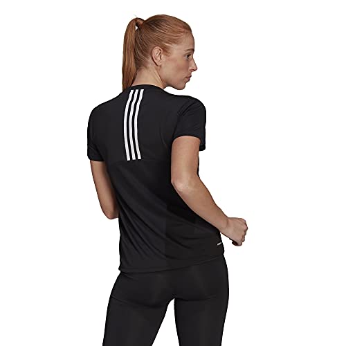 adidas womens Aeroready Designed 2 Move 3-stripes Sport Tee T Shirt, Black/White, Medium US