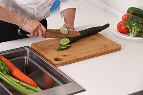Mohy Bamboo Cutting Board Set with Juice Groove (Set of 3 with Holder) β Extra Large Thick Chopping Board Set for Meat, Cheese, Fruit and Vegetables