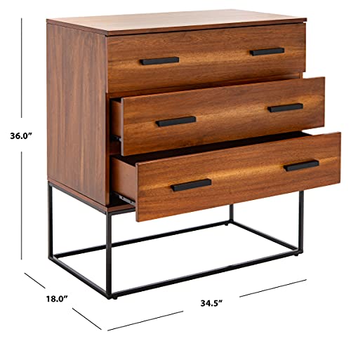 Safavieh Home Collection Marquise Brown 3-Drawer Storage Living Room Bedroom Chest CHS5002A