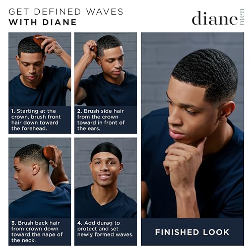 Diane Premium 100% Boar Bristle 2-Sided Club Brush for Men and Barbers, Medium and Firm Bristles for Thick Coarse Hair, Detangling, Smoothing
