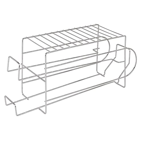 mDesign 2-Tier Metal Wire Standing Pop/Soda and Food Can Dispenser Storage Rack Organizer with Top Shelf for Kitchen Pantry, Countertop, Cabinet - Holds 12 Cans - 2 Pack - Chrome