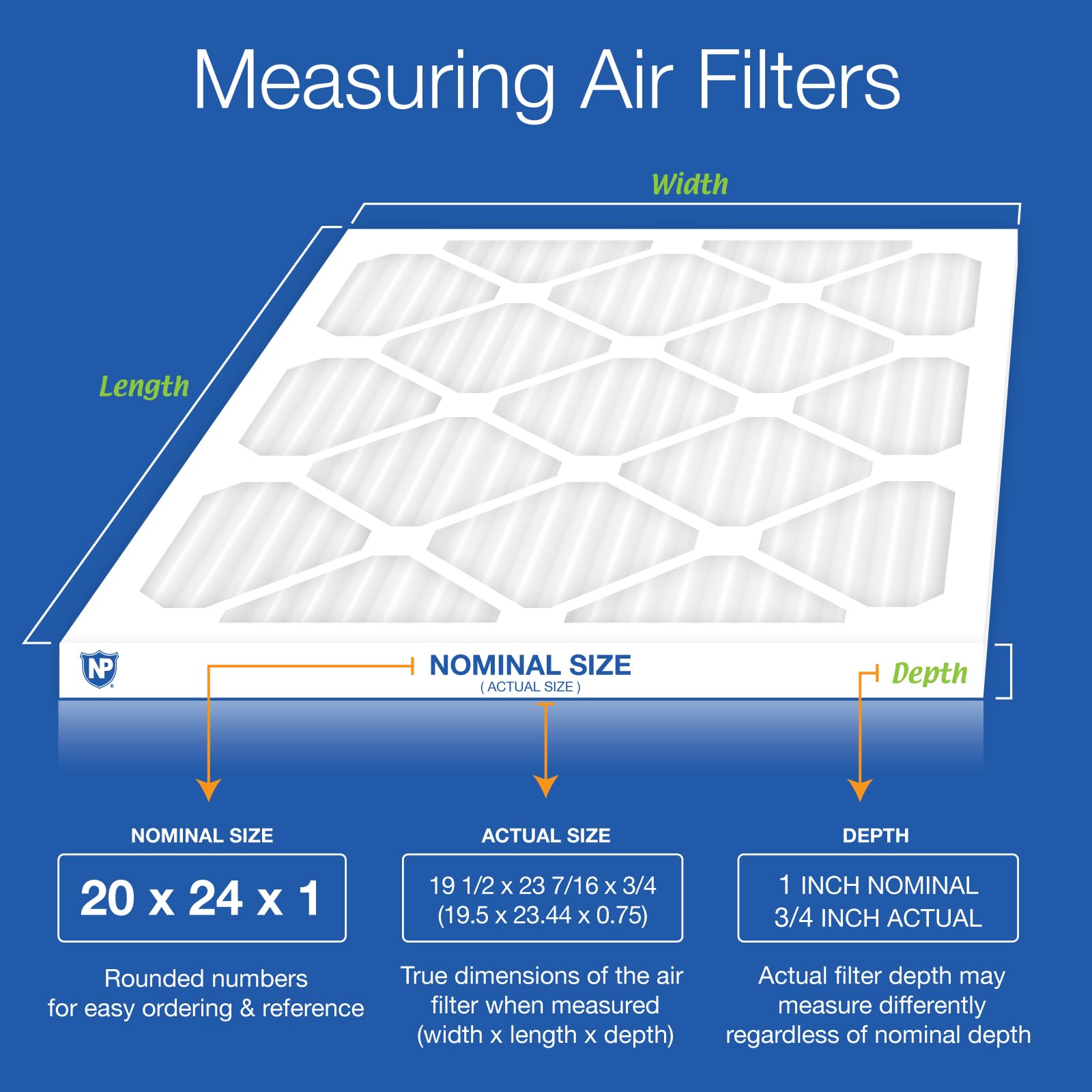 Nordic Pure 20x24x1 (19 1/2 x 23 7/16 x 3/4) Pleated MERV 12 Air Filters 6 Pack