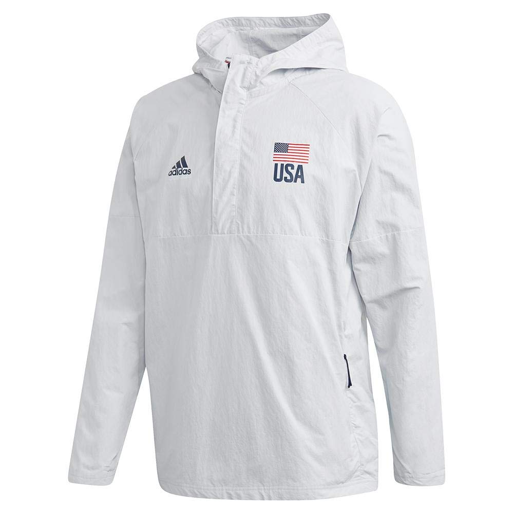 adidas Men's USA Volleyball Anorak Jacket Clear Gray/Collegiate Navy Small