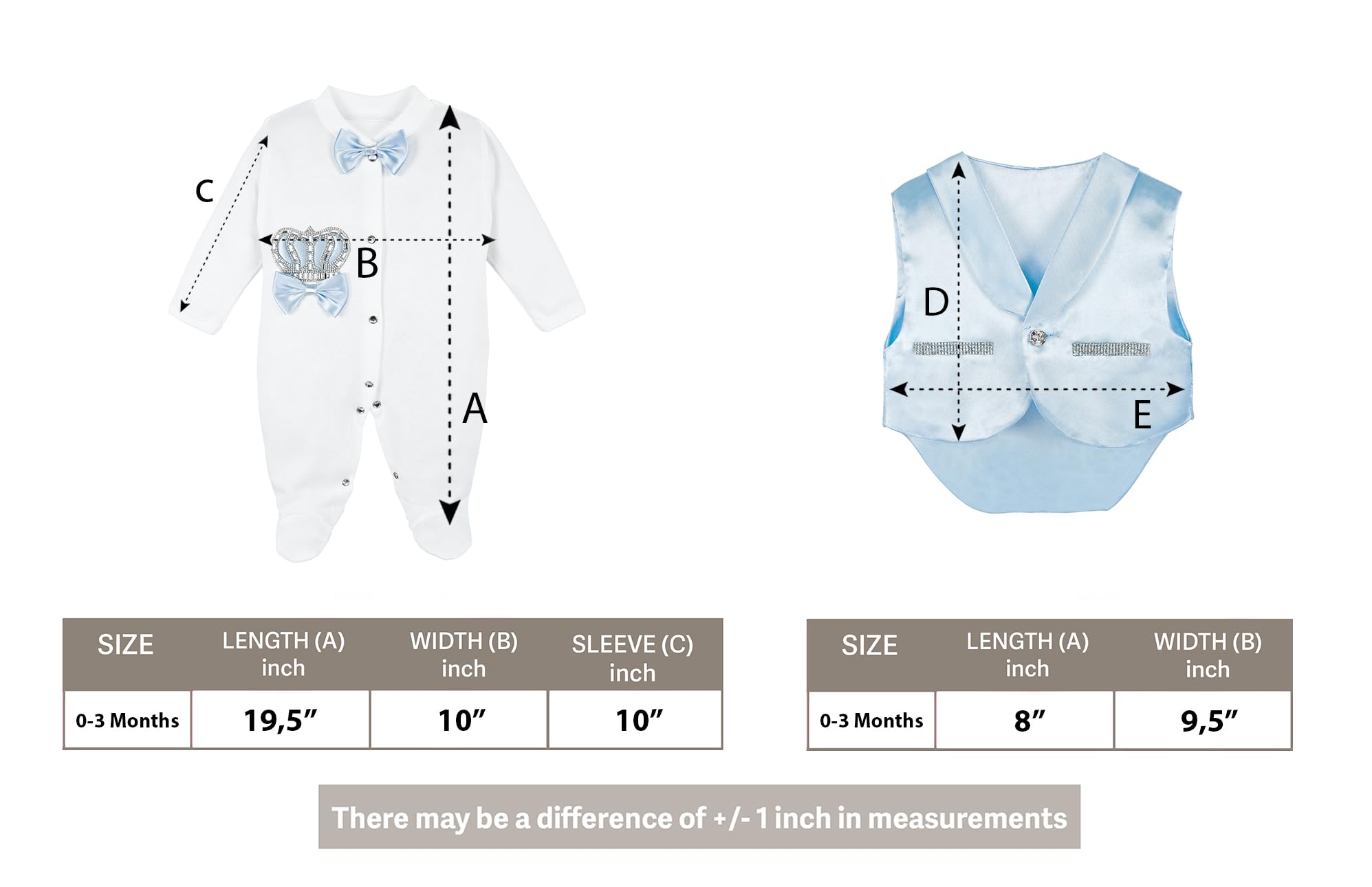 Lilax Baby Boy Jewels Crown Tuxedo Outfit Layette 5 Piece Gift Set 0-3 Months Blue
