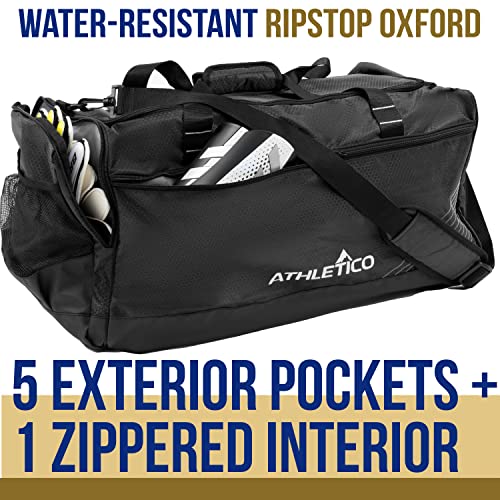 Athletico Sideline Soccer Duffle - Soccer Bag for Basketball, Volleyball & Football | Duffel Includes Separate Cleat Compartment (Black)