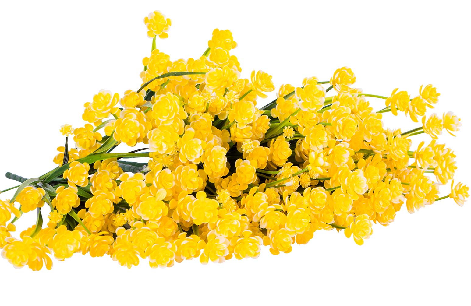 Foraineam 10 Bundles Yellow Daffodils Artificial Flowers Fake Plants Plastic Bushes Greenery Shrubs Fence Indoor Outdoor Hanging Planter Home Garden Decor