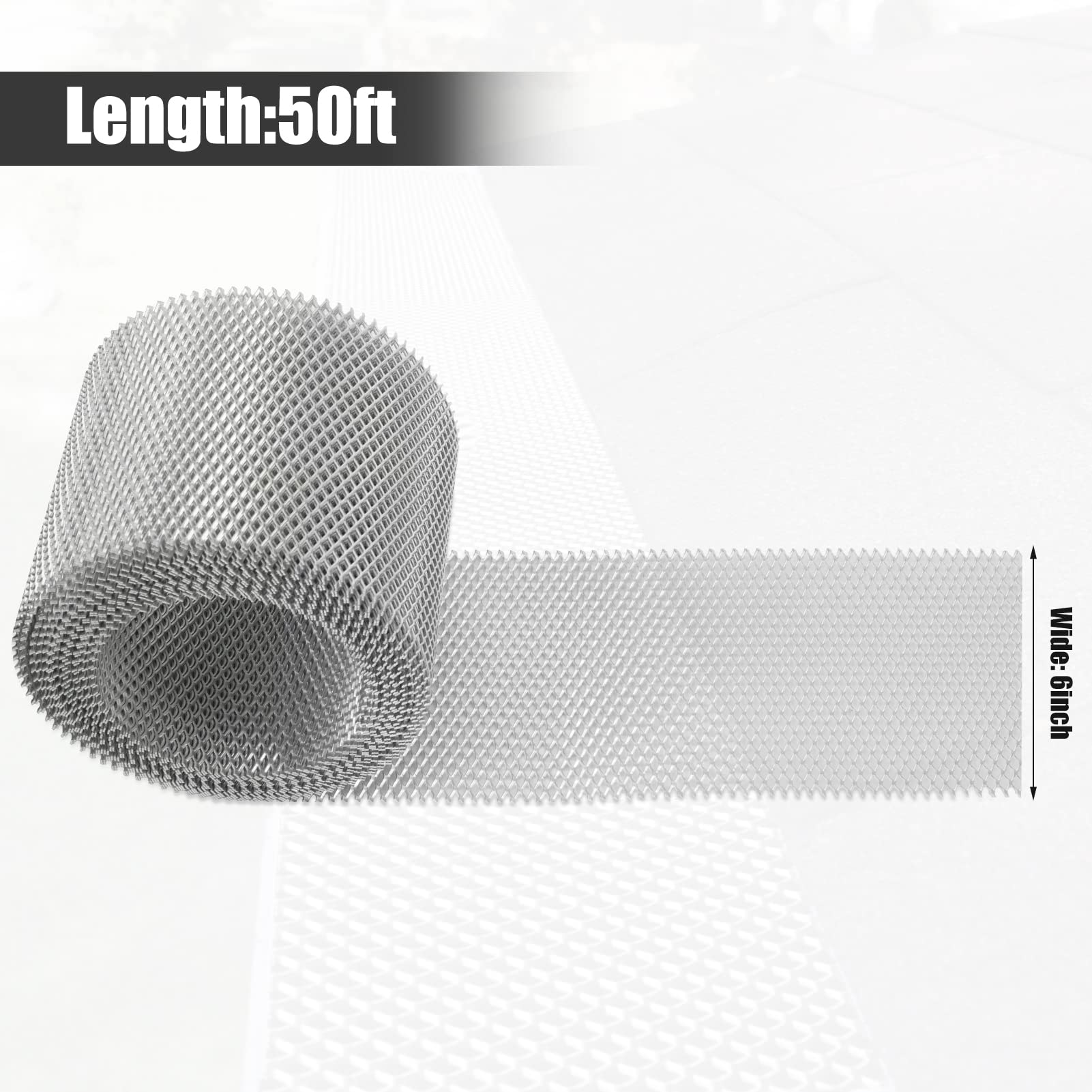 Aoibrloy Gutter Guard, Aluminum Square Hole Gutter Leaf Guard with Gloves, Rain Gutter Guard for Leaves Twigs, Branches, 6 Inch x 50 Ft