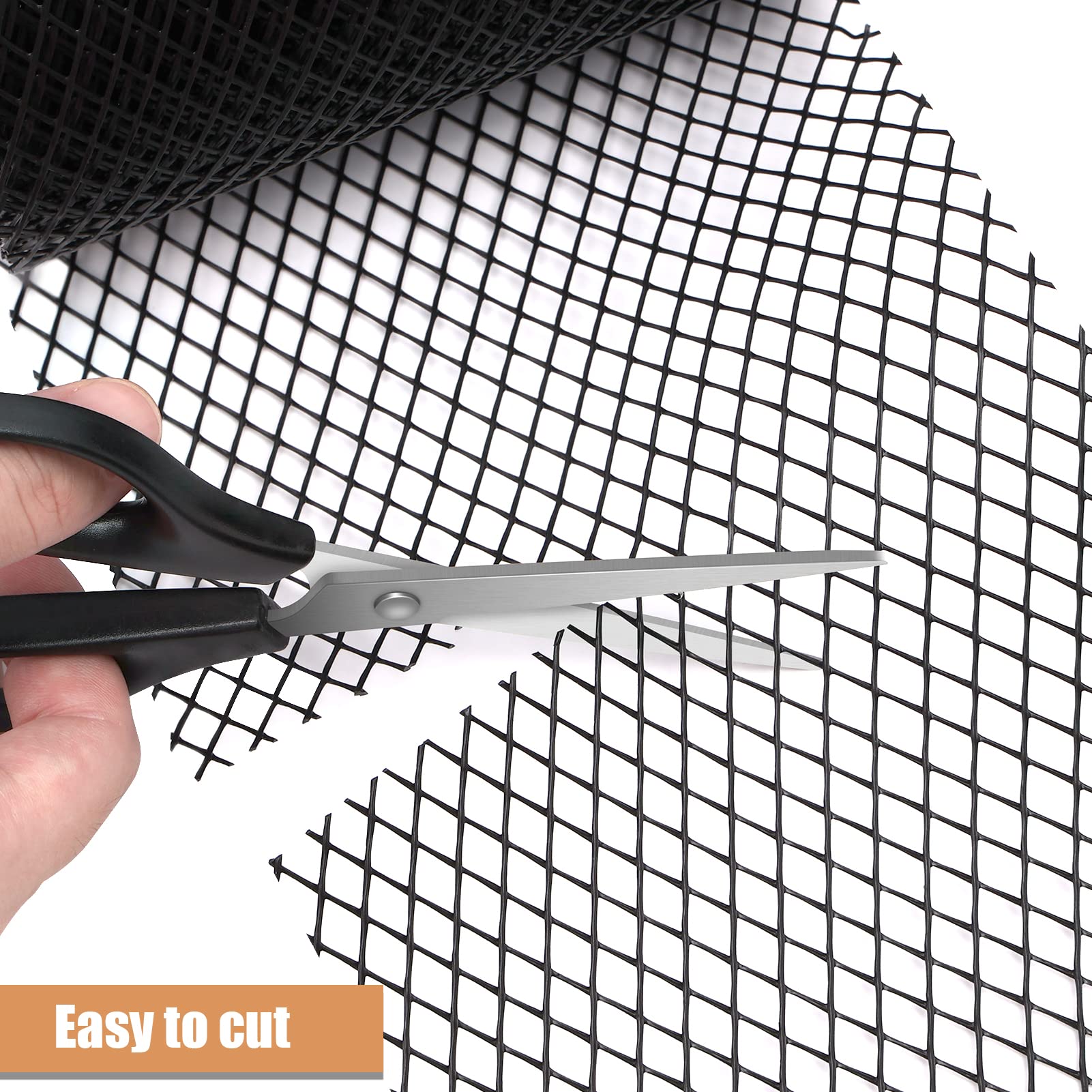Aoibrloy Plastic Gutter Guard with 20 Clip Hooks, Black Leaf Gutter Guard Mesh for Blocking Leaves, Twigs, 7inch x 50Ft