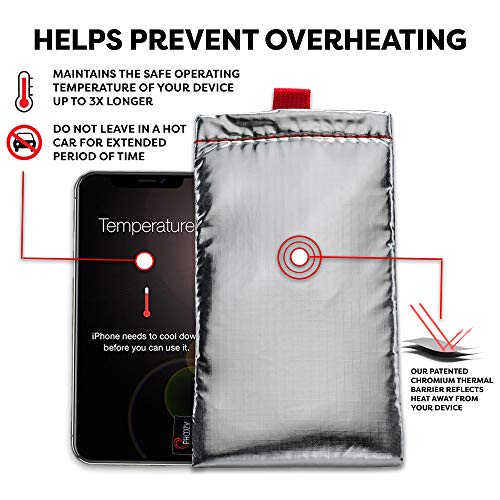 PHOOZY Apollo Series Thermal Phone Case - Insulated, Ultra-Slim Pouch Protects Your Phone from Overheating in The Sun & Extends Battery Life. Floats in Water. AS SEEN ON Shark Tank - Silver - Large