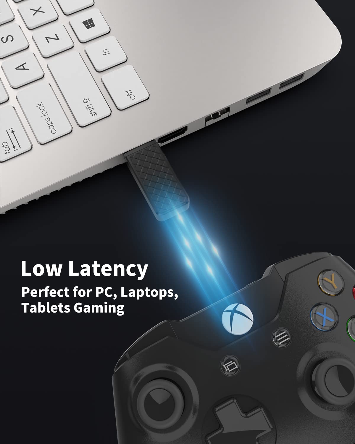 AOJAKI Wireless Adapter for Xbox One, Gamepad Computer PC Receiver Adapter Compatible with Xbox One, One S, One X, Elite 1, Elite 2 Controller, Suitable for PC, Laptops, Tablets, Windows 7 8 10 11.