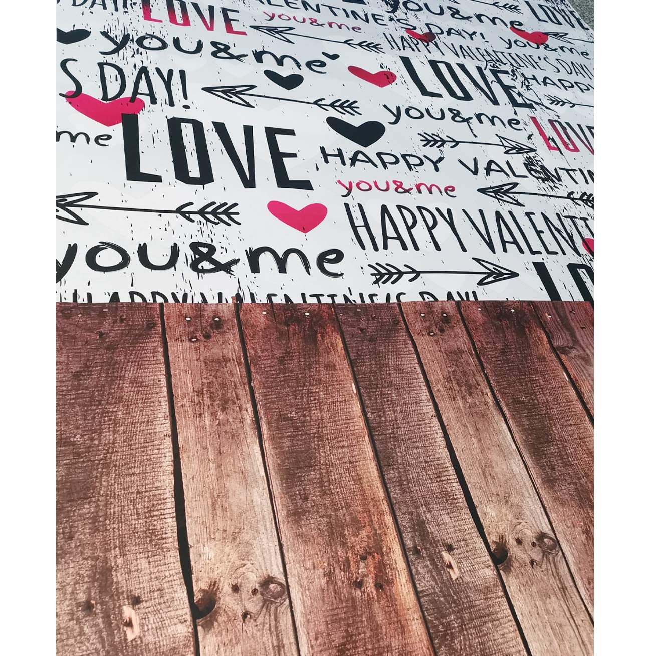 SJOLOON 5x7ft Valentines Day Backdrops for Photography Wood Floor Photography Backdrops Love for Photo Background for Party Studio Backdrop 10869