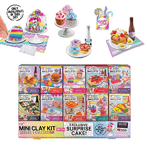 Fashion Angels Extra Small Mini Clay Kits (12317) - Air Dry Modeling Clay for Kids, Mini Food Kits Set (Set of 10 Kits), Mini Clay 10 Kit Set
