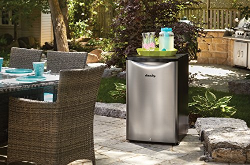 Danby DAR044A6BSLDBO 4.4 Cu.Ft. Outdoor Mini Fridge, IPX4-Rated Stainless Steel Look All Refrigerator for Patio, Cabana, Pool Bar, E-Star Rated, Spotless Steel