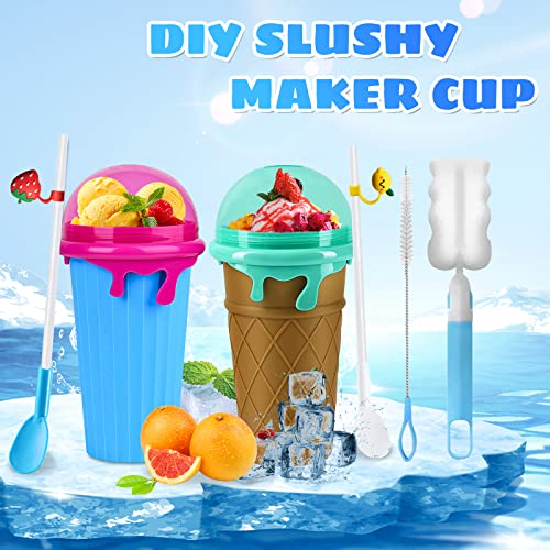 Slushie Maker Cup, TIKTOK Slushy Cup Magic Quick Frozen Smoothies Cup 2 Pack, 500ml Slushie Cup Homemade Milk Shake Ice Cream Maker Cooling Cup DIY for Family