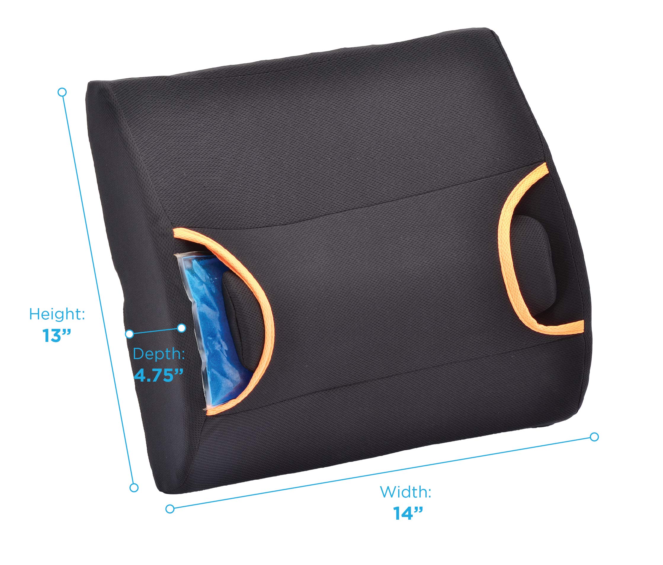 NOVA Medical Products NOVA Lumbar Support Pillow, Back Lumbar Cushion with Hot & Cold Pack and Extra Lumbar Insert, Breathable & Removable Washable Cover, Black