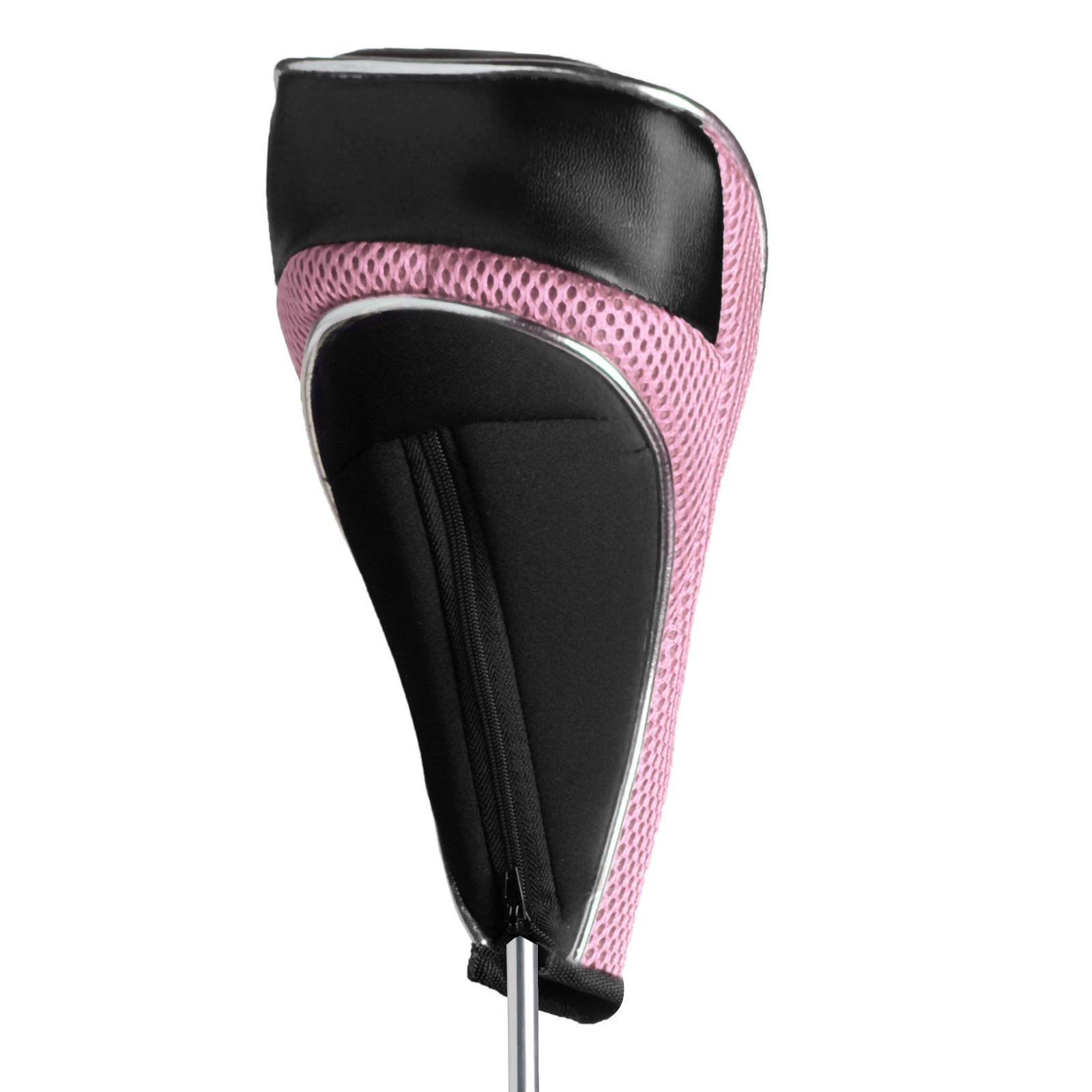 Andux Golf Club Wood Head Covers 460CC Driver Covers Zipper Pink