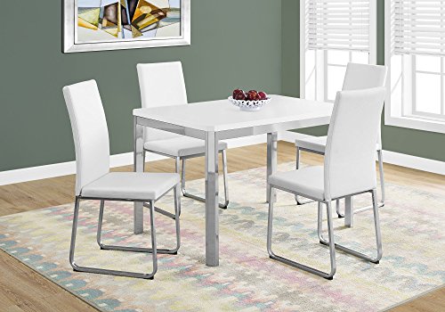 Monarch Specialties I Two Chairs, 28"L x 28"D x 38"H, White/Chrome