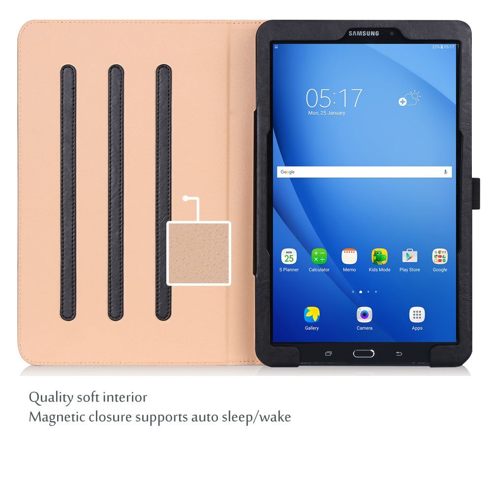 ProCase Leather Case for Galaxy Tab A 10.1-inch 2016 (SM-T580 T585 T587), Stand Folio Cover for Galaxy Tab A 10.1" Tablet (NO S Pen Version) with Multiple Viewing Angles Card Pocket -Black