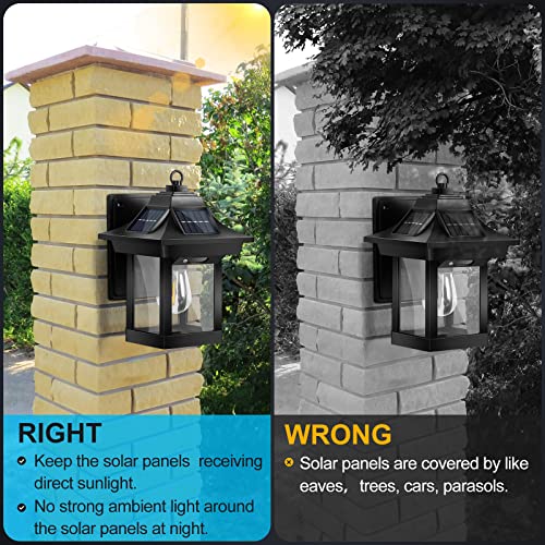Solar Outdoor Wall Lights 2 Pack, Salangae Motion Sensor Solar Lantern with 3 Modes and IP65 Waterproof, Wireless LED Sconce Lights Dusk to Dawn Exterior Solar Porch Lights, for Outdoor Patio Yard