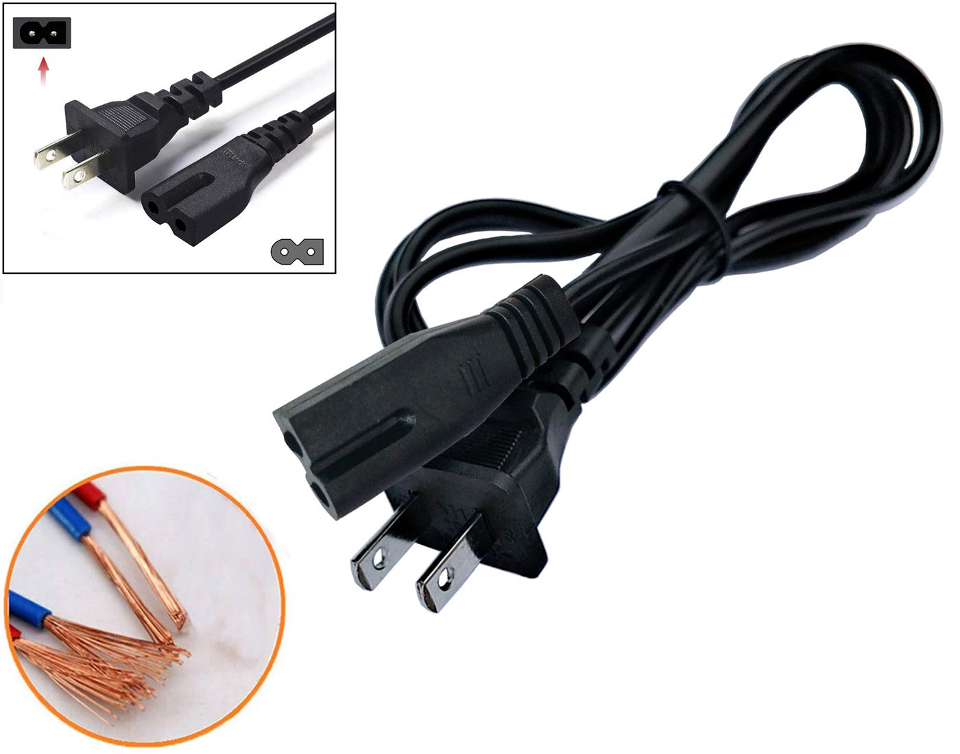 UpBright 2 Pin AC Power Cord Cable Compatible with Sony CFD Series CD Boombox Blu-Ray Player CFD-G30 CFD-G35 CFD-G50 CFD-G300 CFD-G505 CFD-G55 CFD-G70 CFD-G700 CFD-S300 CFD-S32 CFD-S33 CFD S34 250