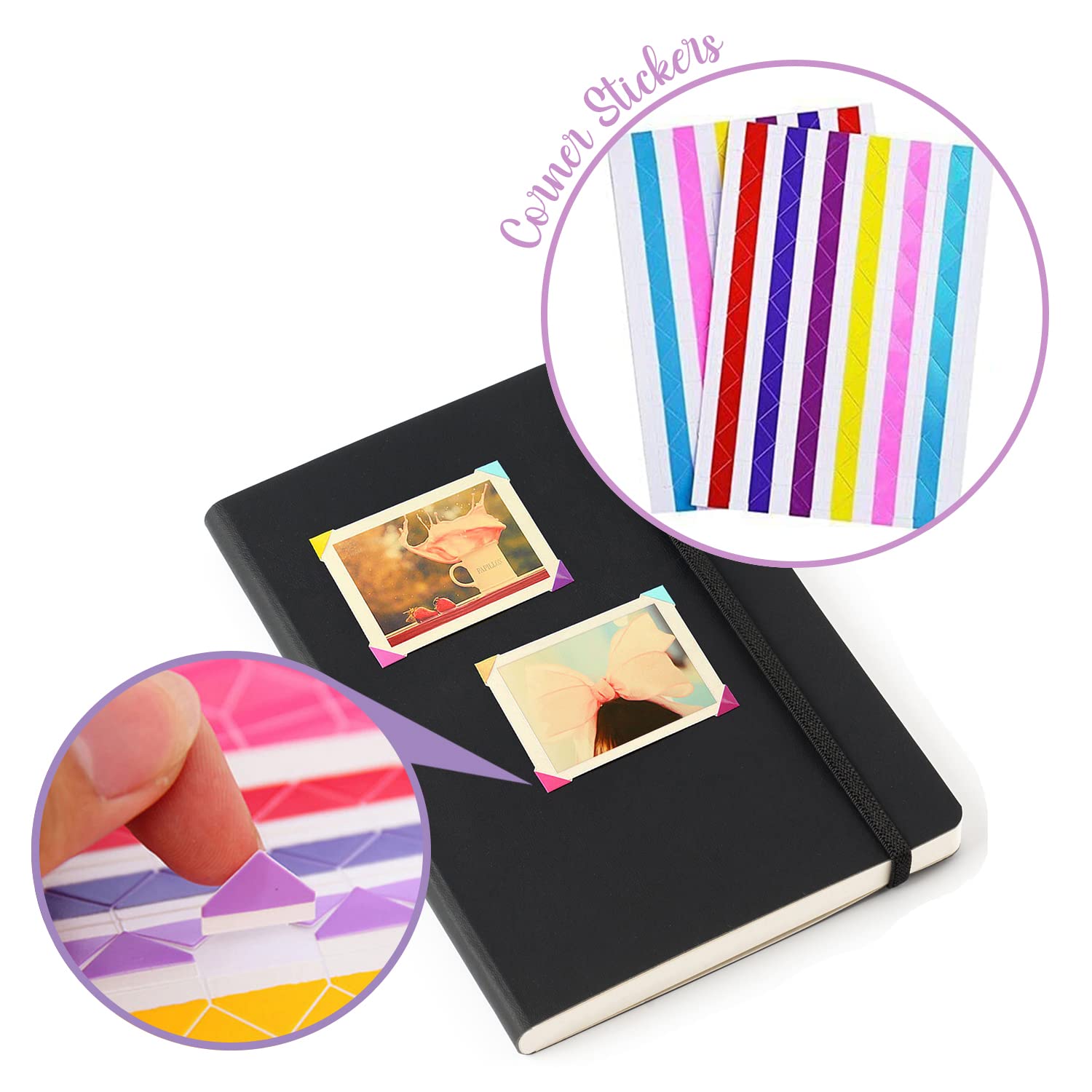 FujiFilm Instax Mini Camera Film - Polaroid Printer Film - 4 Pack of 20 | Total - 80 Photo Sheets, Paper Hanging Frames, Corner Stickers| for FujiFilm Instax Mini 11, 9 and 8 Fuji SP-1, SP-2