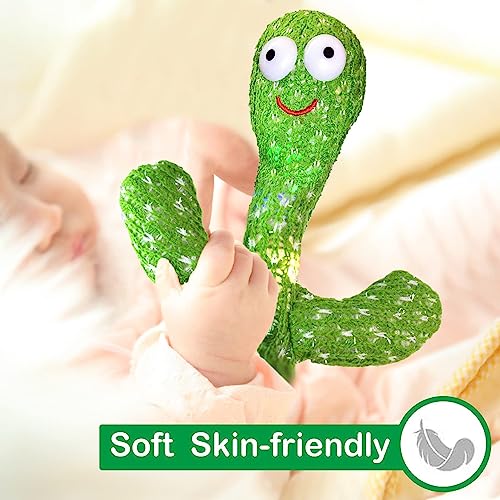 Pbooo Dancing Cactus Mimicking Toy,Talking Repeat Singing Sunny Cactus Toy 120 Pcs Songs for Baby 15S Record Your Sound Sing+Dancing+Recording+LED