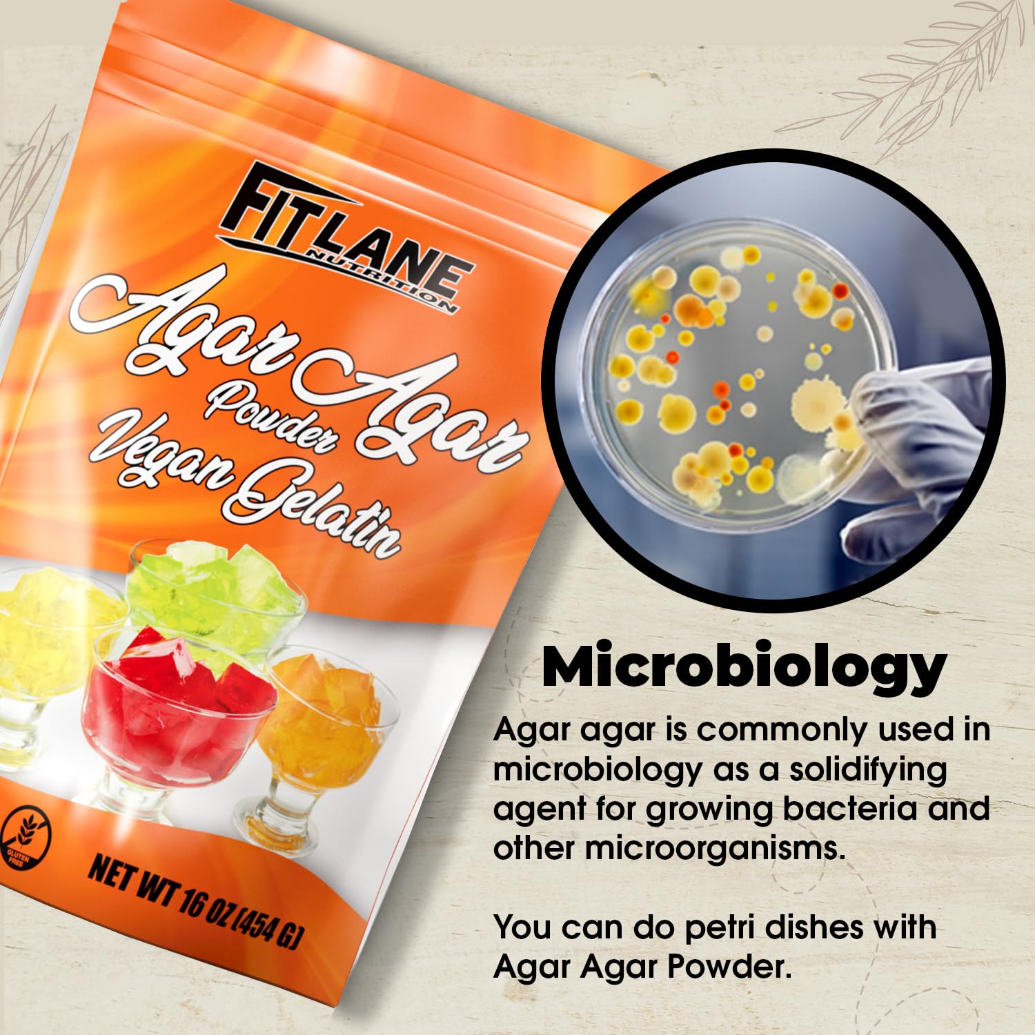 Agar Agar Powder 8oz - Vegan Gelatin Powder Unflavored - For Use in Baking, Vegan Jello, DIY Petri Dishes, as a Thickener and Gummy Candy Mixes – Nutrient Rich - by Fit Lane Nutrition