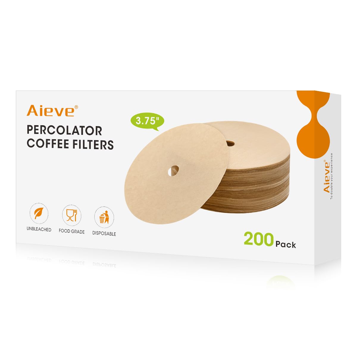 Aieve Unbleached Percolator Coffee Filters 3.75in Disc Coffee Filters (200 Count)