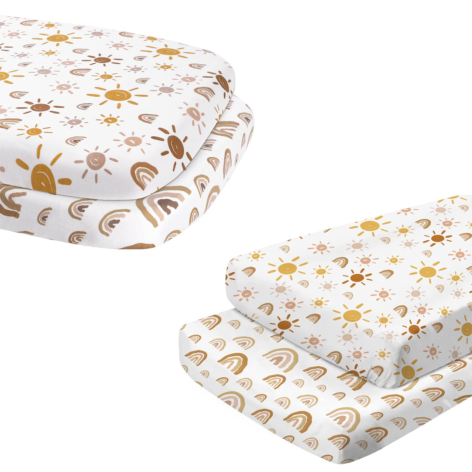 Babebay 2 Pack Bassinet Sheet and 2 Pack Changing Pad Cover Bundle