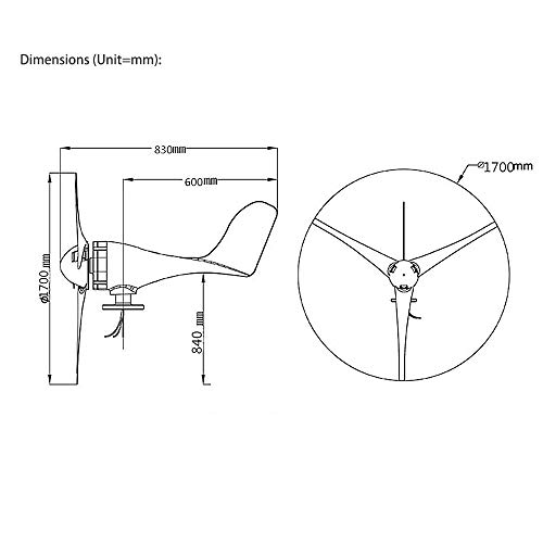 ATO 400W Wind Turbine, 12V/24V/48V, Aluminum Alloy Body, Wind Turbine Generator For Home Use/Boat (24V)
