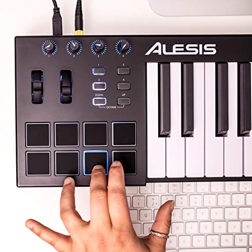 Alesis V25 - 25-Key USB MIDI Keyboard Controller with Backlit Pads, 4 Assignable Knobs and Buttons, Professional Software Suite Included
