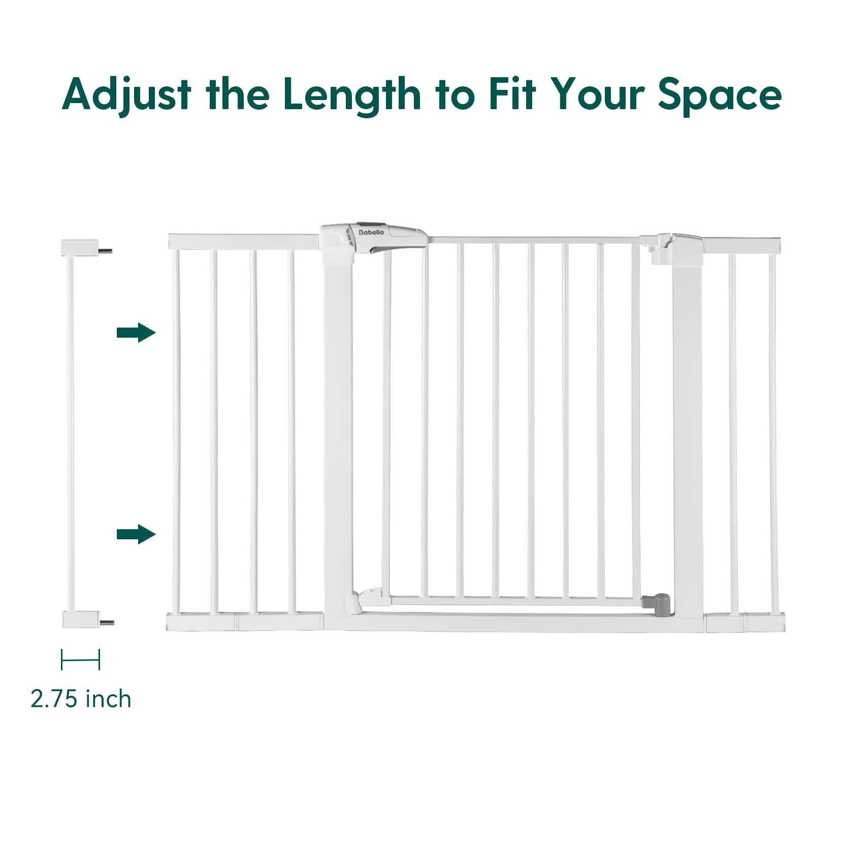 BABELIO 29-51 Inch Extra Wide Baby Gate Dog Gate, Metal Pet Gate for Stairs & Doorways, Pressure Mounted Walk Thru Child Gate with Door, NO Need Tools NO Drilling, with Wall Cups, White