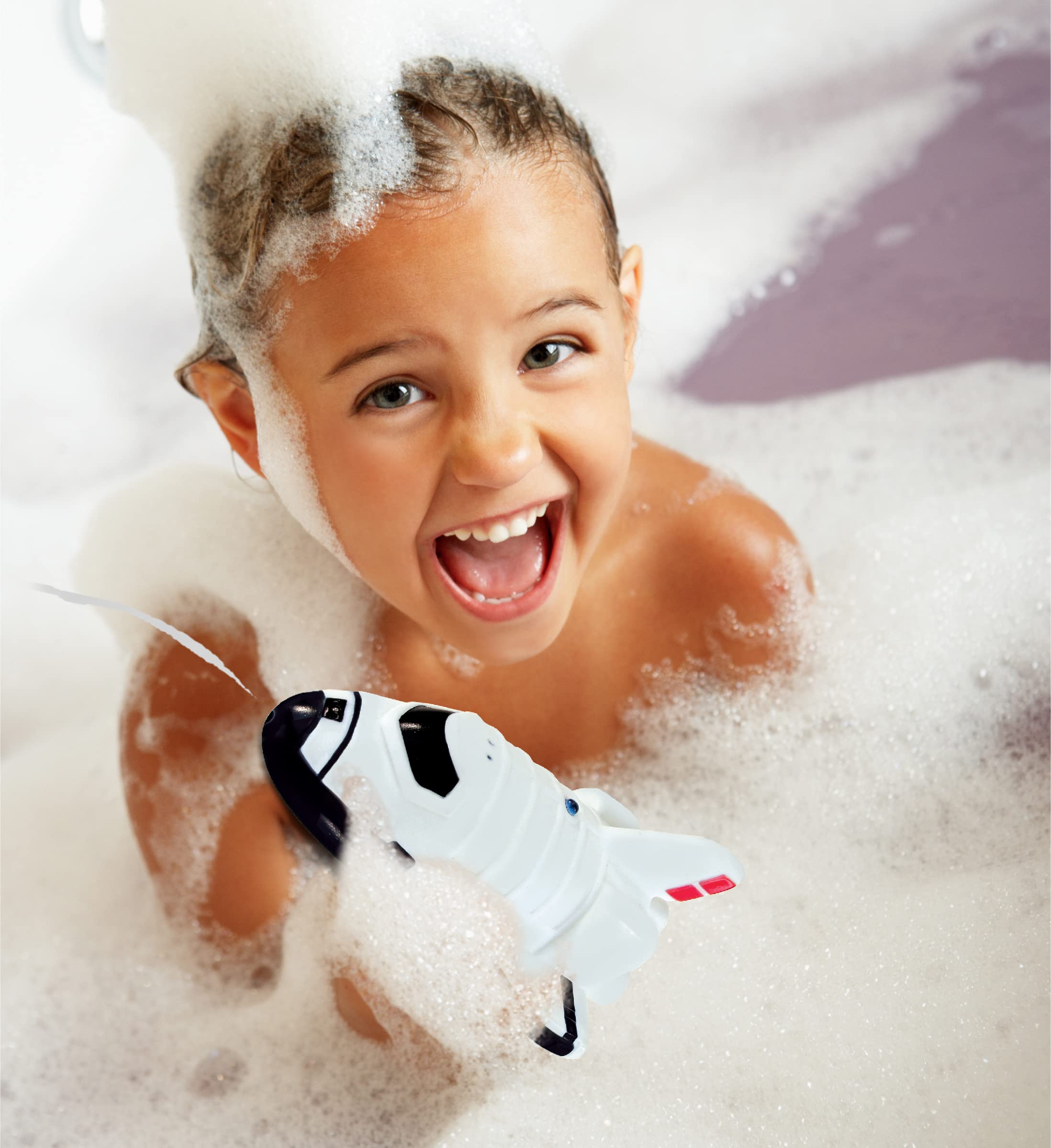 DolliBu Space Shuttle Bath Buddy Squirter - Floating Space Shuttle Rubber Bath Toy, Fun Water Squirting Bathtime Play for Toddlers, Space Plane Toy for Bathtub, Beach, & Pool for Girls & Boys 3 Inch