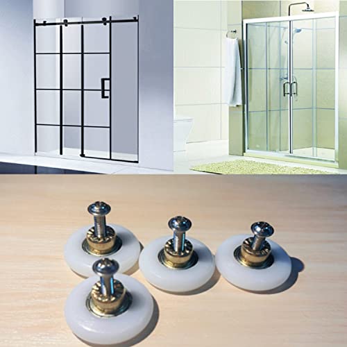 Atoplee 4 pcs Shower Door Rollers Runners Wheels - Replacement Part Bathroom Glass Door Runner Sliding Shower Door Roller Wheel (Roller Diameter 19mm)