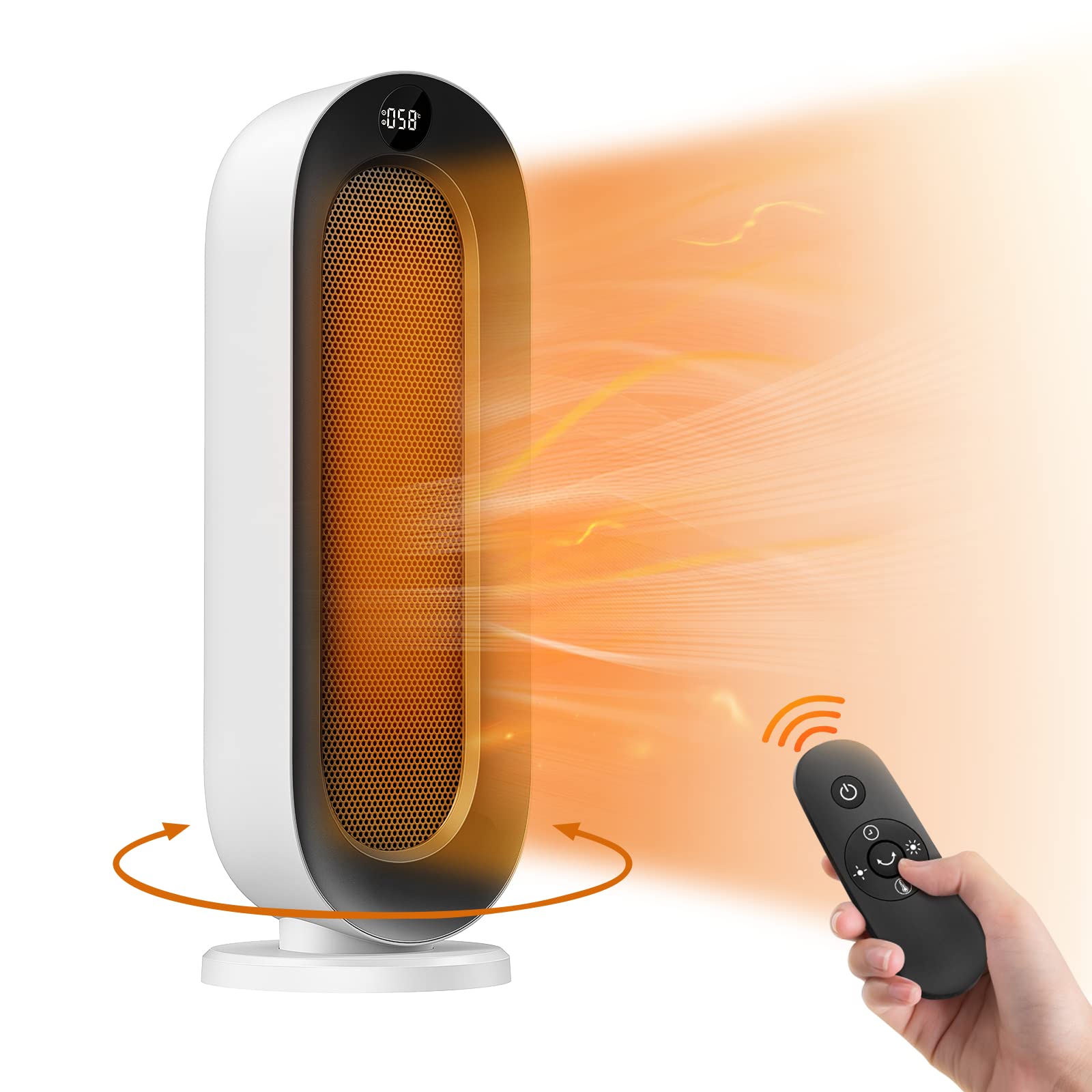 Eigffole Space Heaters for Indoor Use, Portable Electric Heater for Large Room 1500W/700W 3 Mode Switching Fast Heat in 3s Timer Remote Control Ceramic Thermostat Oscillating for Room Office Desk