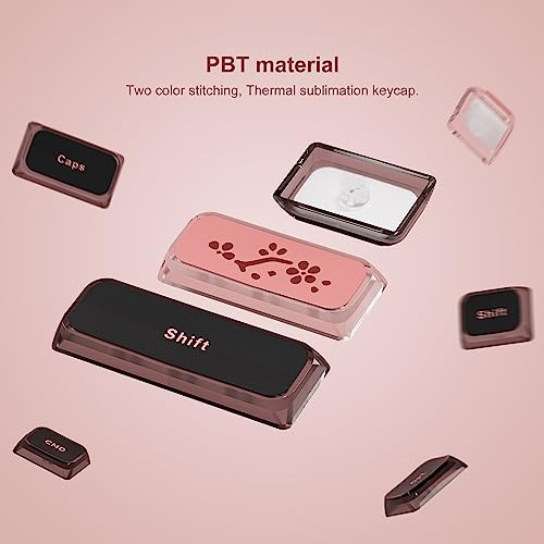 dagaladoo XVX 125 Keys Low Profile Sakura Pudding keycaps,Dye Sublimation PBT Keycap,Transparent keycaps,Suitable for most60% 65% 70% 100% Cherry Gateron MX Switches Mechanical Keyboard