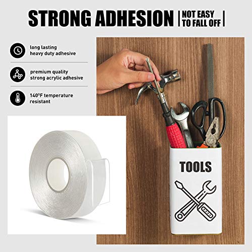 VERSAF Double Sided Adhesive Tape -1/2" 10' Arcylic Transparent Removable No Residue Double Sided Heavy Duty Mounting Tape for Home/Office/Wall Decor(Pack of 1 Roll)