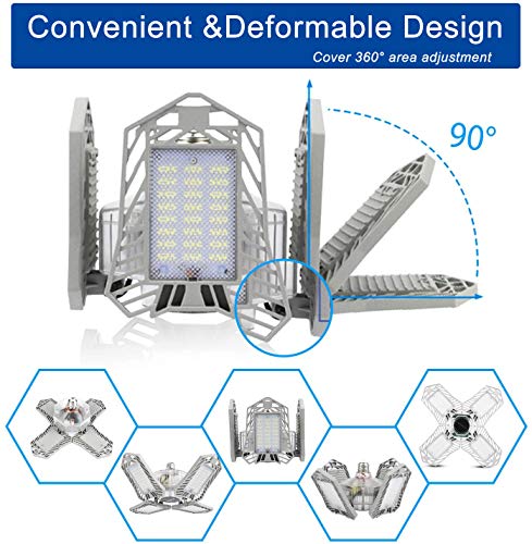 AIFOCUS Upgraded 150W Transparent Garage Light Four Leaf Led Garage Light Led Garage Ceiling Lights Garage Light Bulb for Garage Workshop,Warehouse, Barn,Basement.
