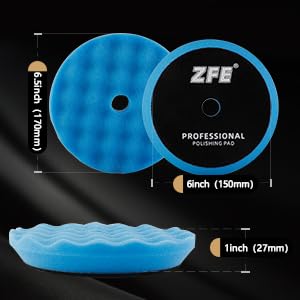 Buffing Polishing Pads, ZFE 7Pcs 6"(150mm) Waffle Foam Buffing Pads Polishing Pads Wool Pad Kit for 6Inch Backing Plate RO/DA/GA Car Polisher Boat Compounding, Polishing and Waxing