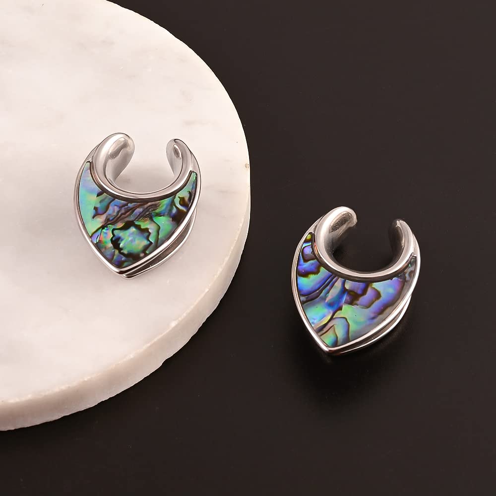 Atomhole (0g-1" Conch Shell Saddle Ear Plugs Tunnels 316 Stainless Steel Ear Gauges Hypoallergenic Earrings Expander Body Piercing Jewelry 2PCS (12mm(1/2"), Black)