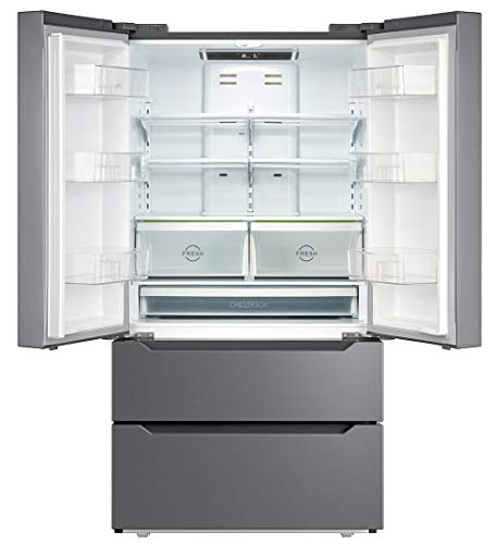 Smad 36" French Door Refrigerator 22.5 Cu.Ft, Refrigerator with ice maker, Counterdepth Refrigerator Bottom Freezer, Automatic Defrost, Humidity Controlled, fingerprint-proof stainless steel